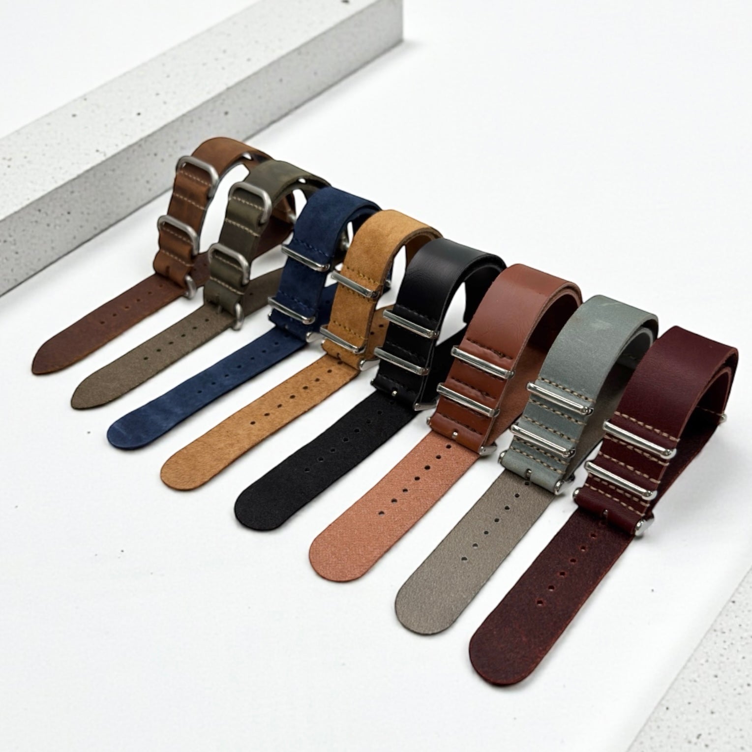 Leather One-Piece Straps | Pass Through Leather Watch Band - Wabistraps ...