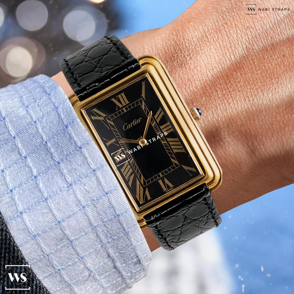 Black Tapered Dress Watch Strap - wabistraps