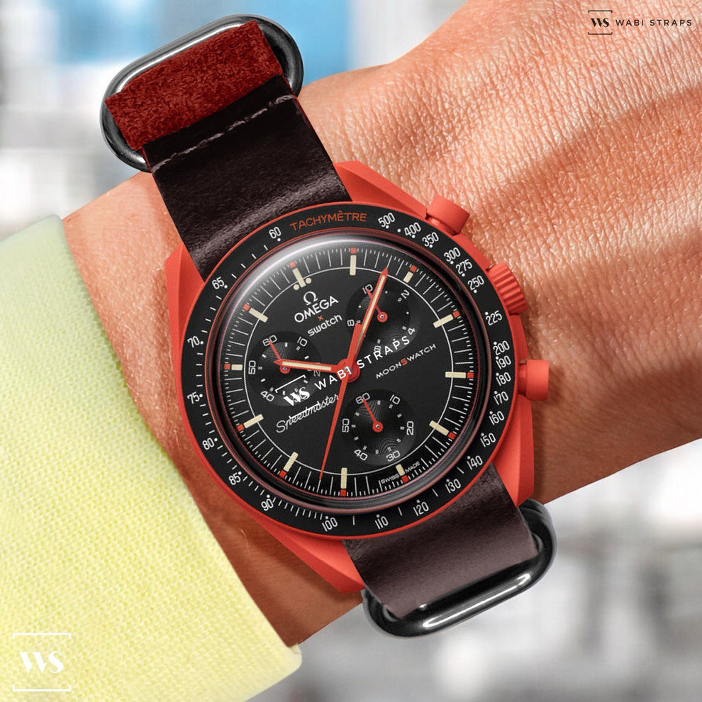Red Vintage Leather 5-Ring Hardware NavSpec British Military Strap ...