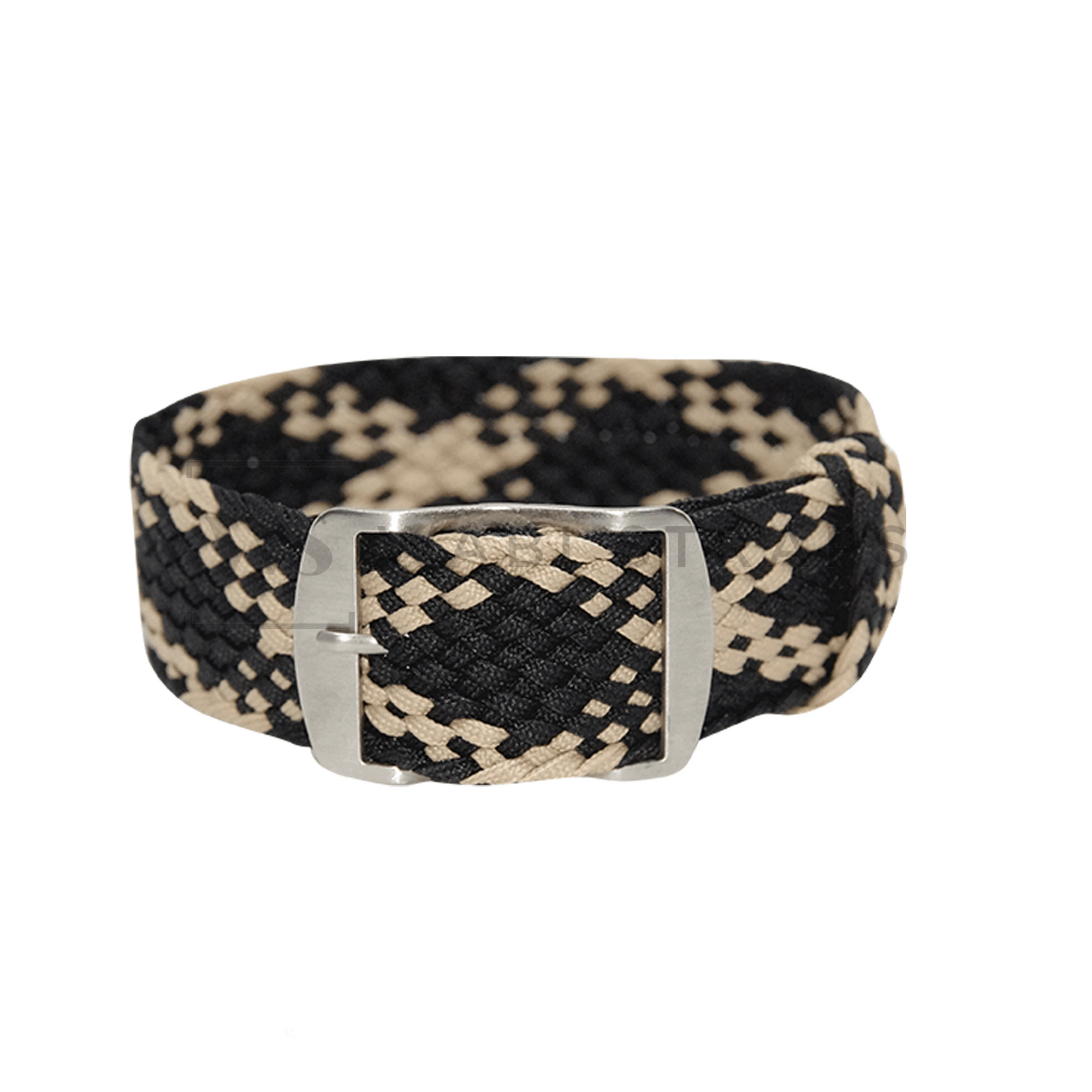 Black & Beige Braided Perlon Strap - wabistraps