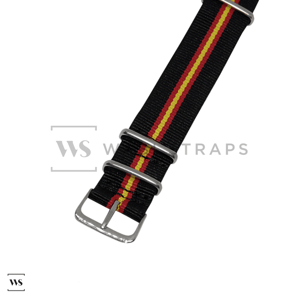 Black, Red & Yellow Regimental British Military Watch Strap - wabistraps