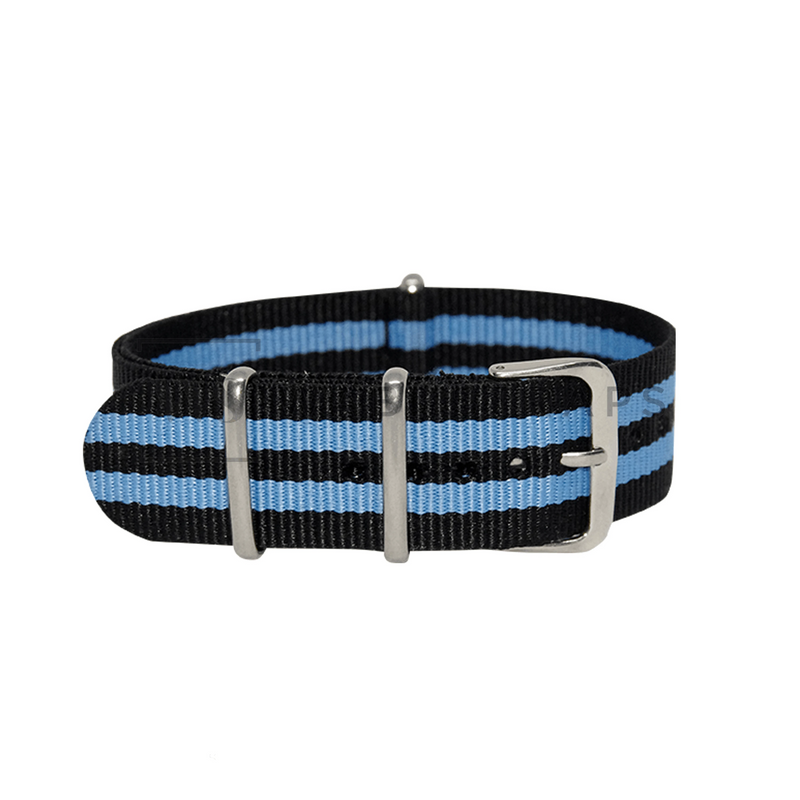 Black & Sky Blue Ballistic British Military Watch Strap - wabistraps
