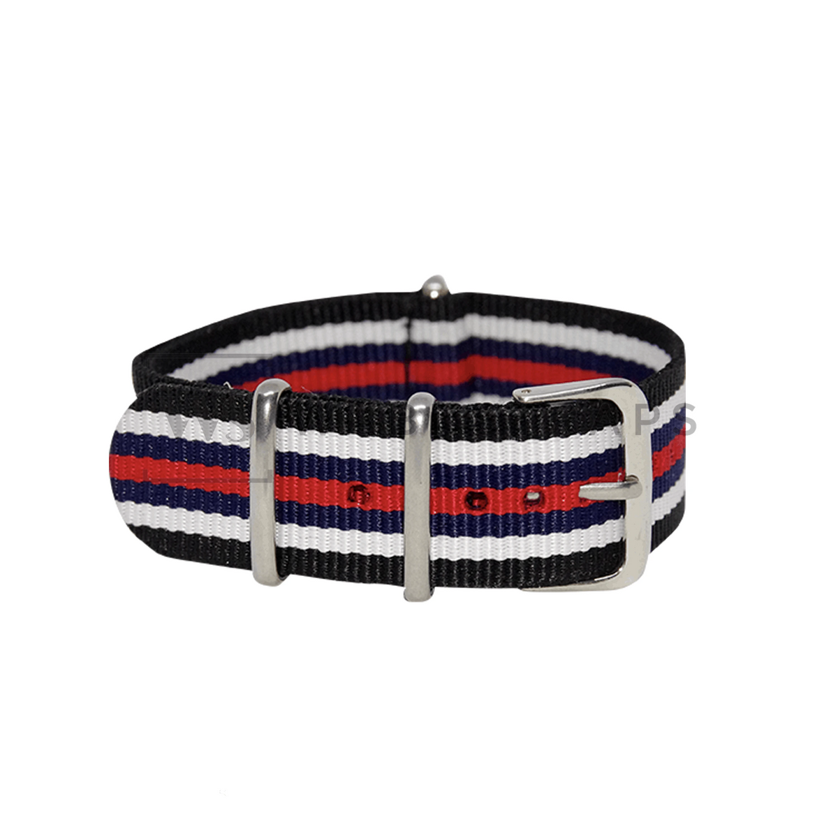 Black, White, Navy & Red Racing British Military Watch Strap - wabistraps