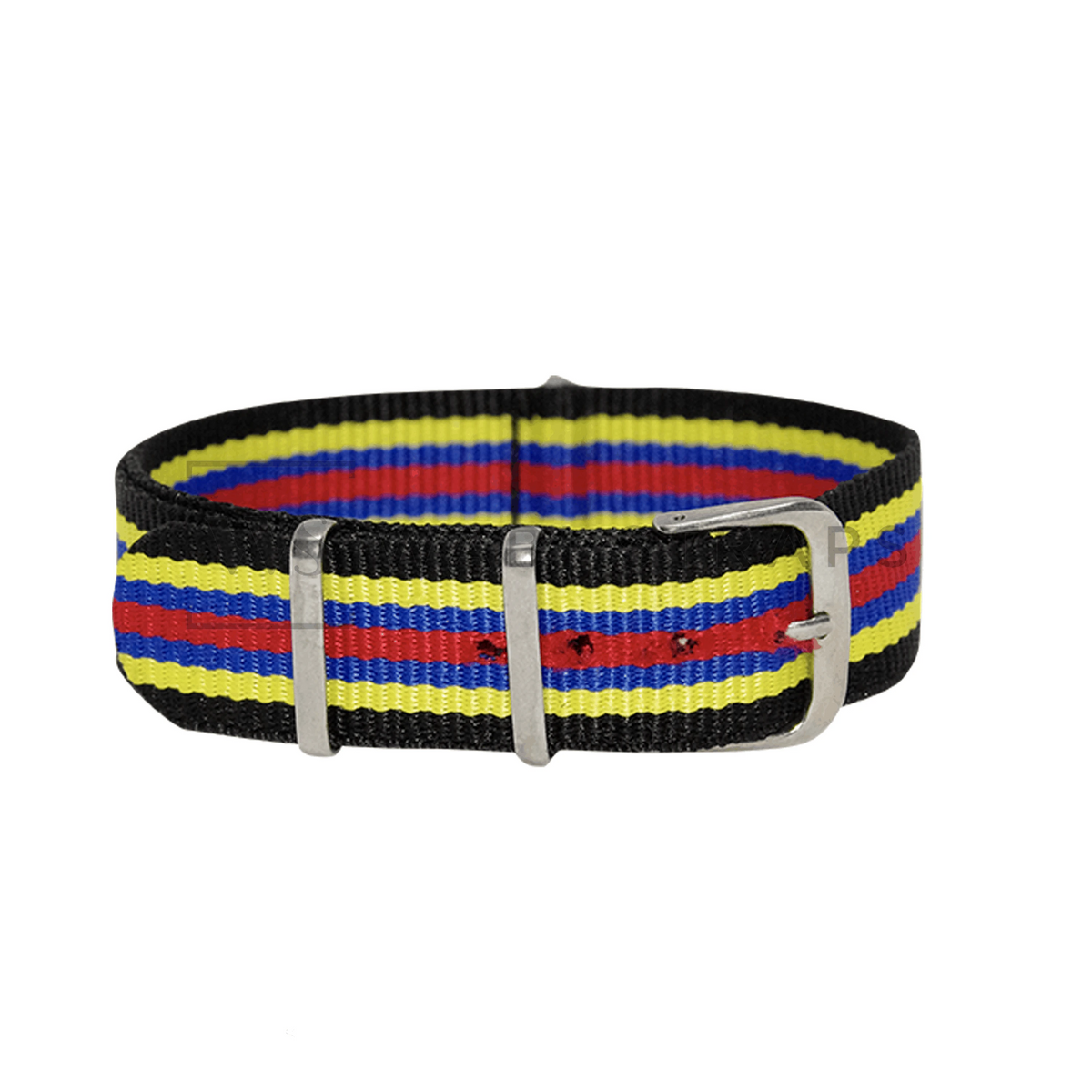 Black, Yellow, Navy & Red Racing British Military Watch Strap - wabistraps