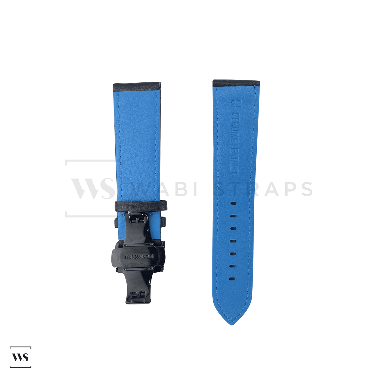 Blue Perforated Rally Watch Strap - wabistraps