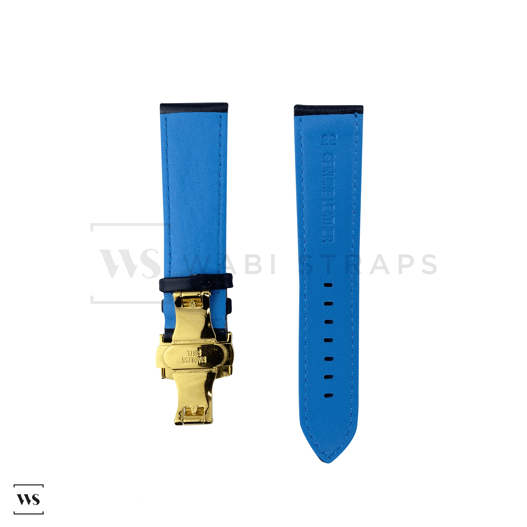 Blue Perforated Rally Watch Strap - wabistraps