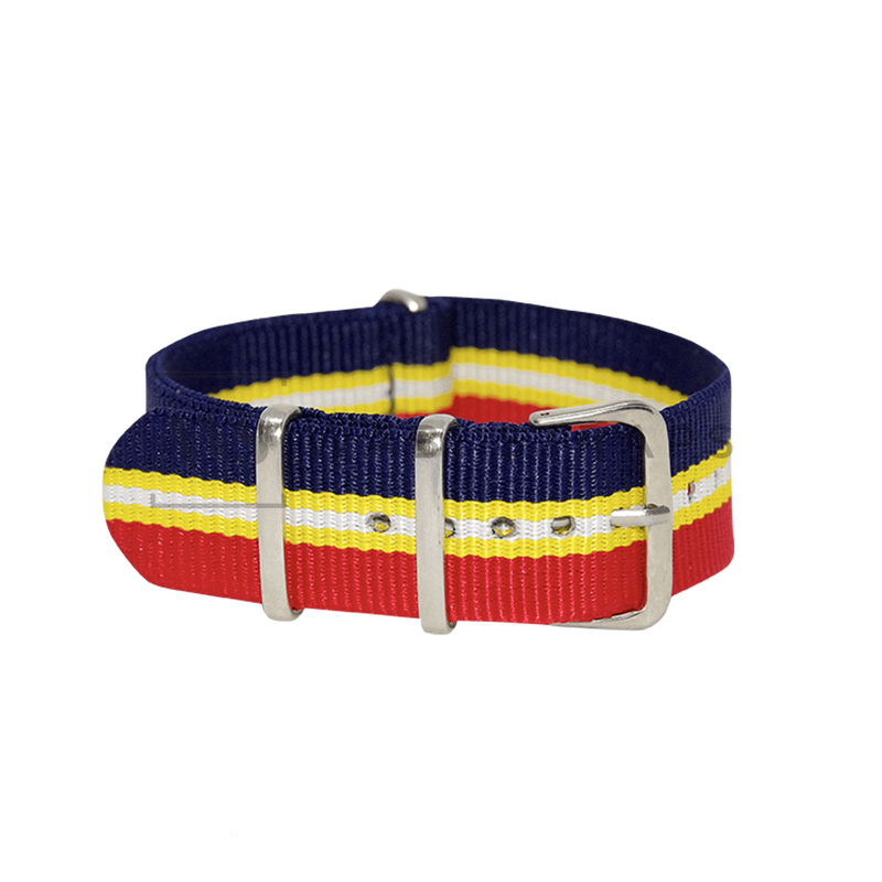 Blue, Yellow, White & Red Regimental British Military Watch Strap ...