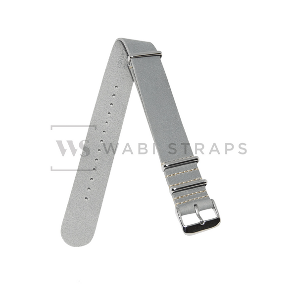 Grey Crazy Horse Leather One-Piece Watch Strap - wabistraps