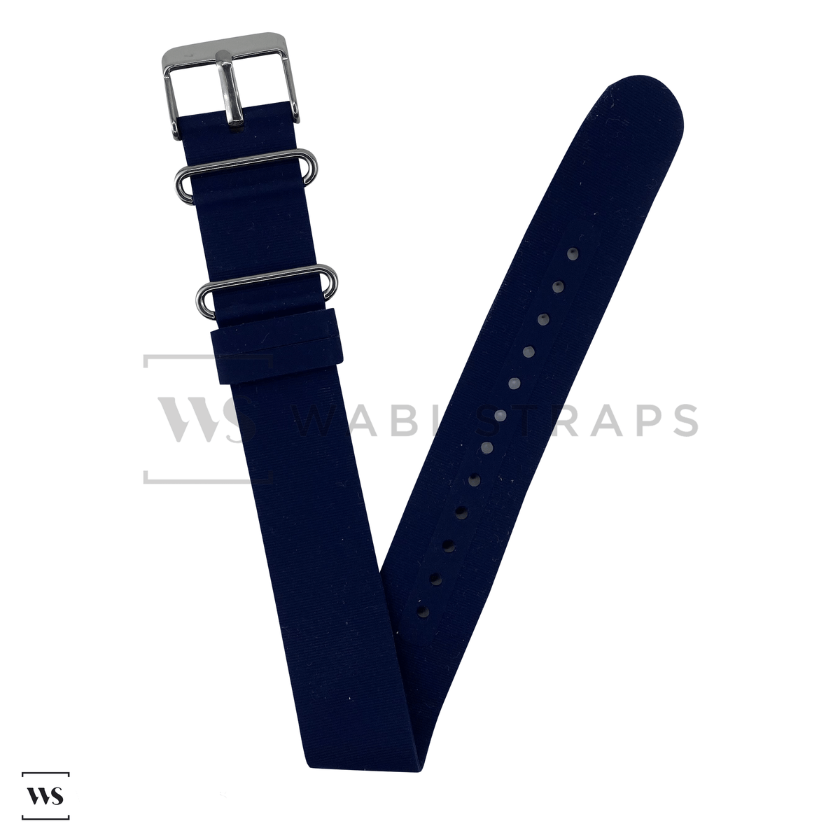 Navy Blue Rubber Single Pass Strap - wabistraps