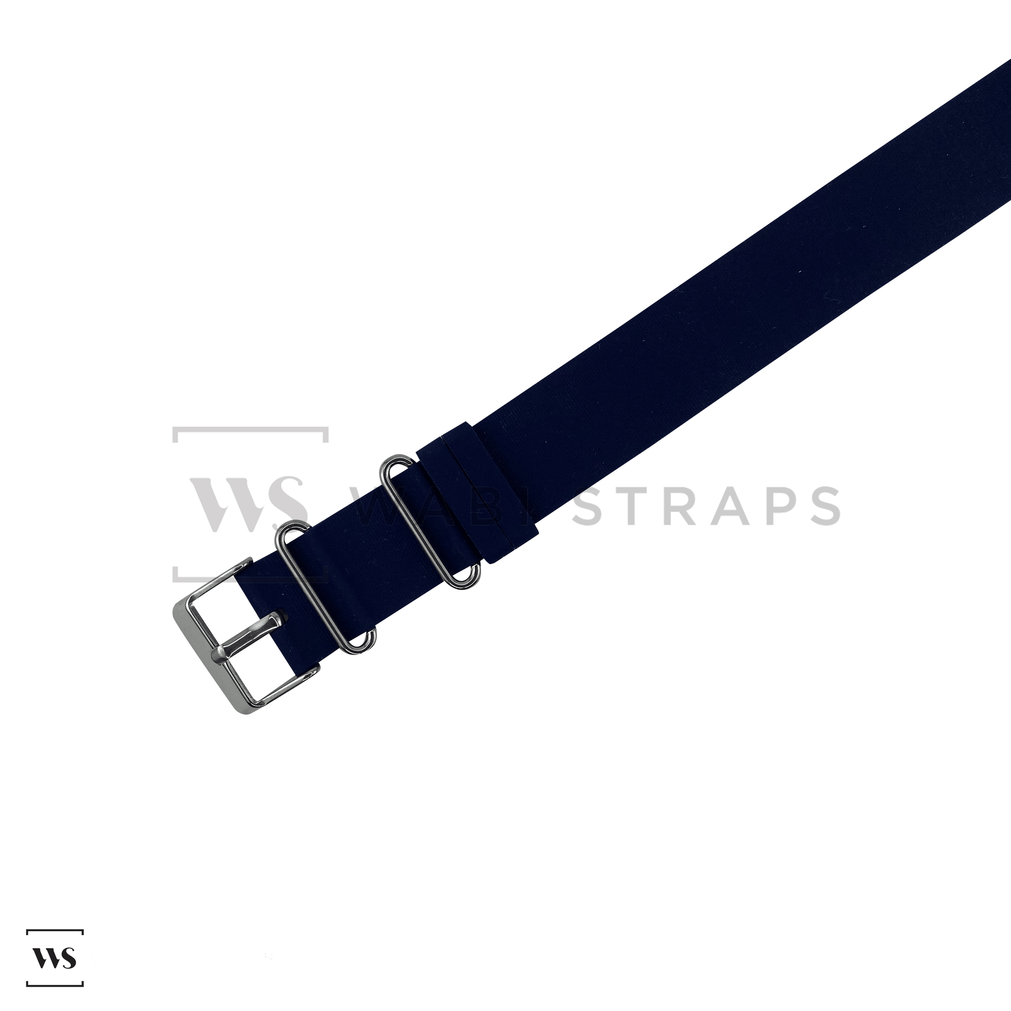 Navy Blue Rubber Single Pass Strap - wabistraps