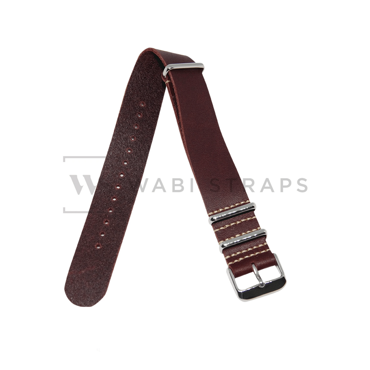 Mahogany Crazy Horse Leather One-Piece Watch Strap - wabistraps