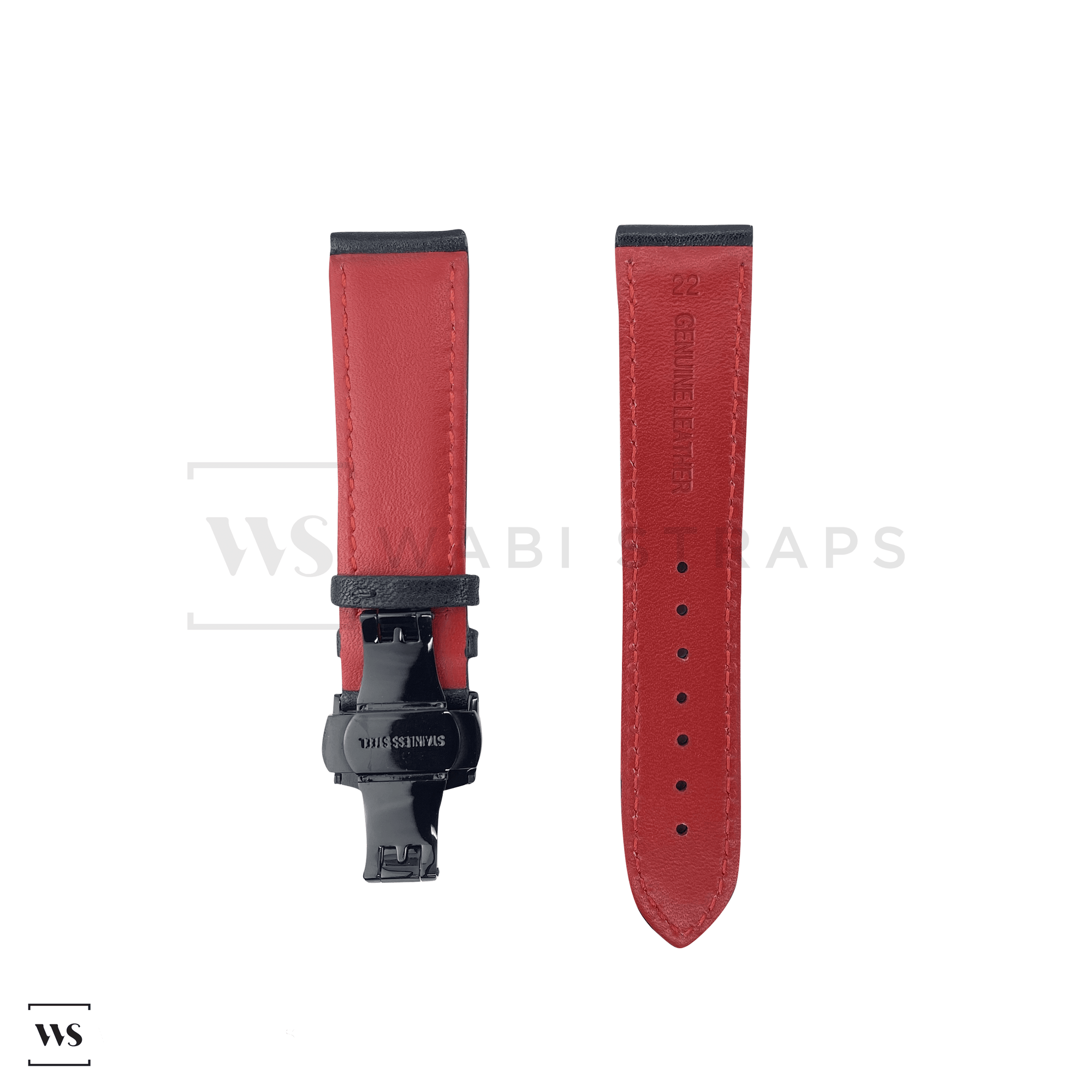 Red Perforated Rally Watch Strap - wabistraps