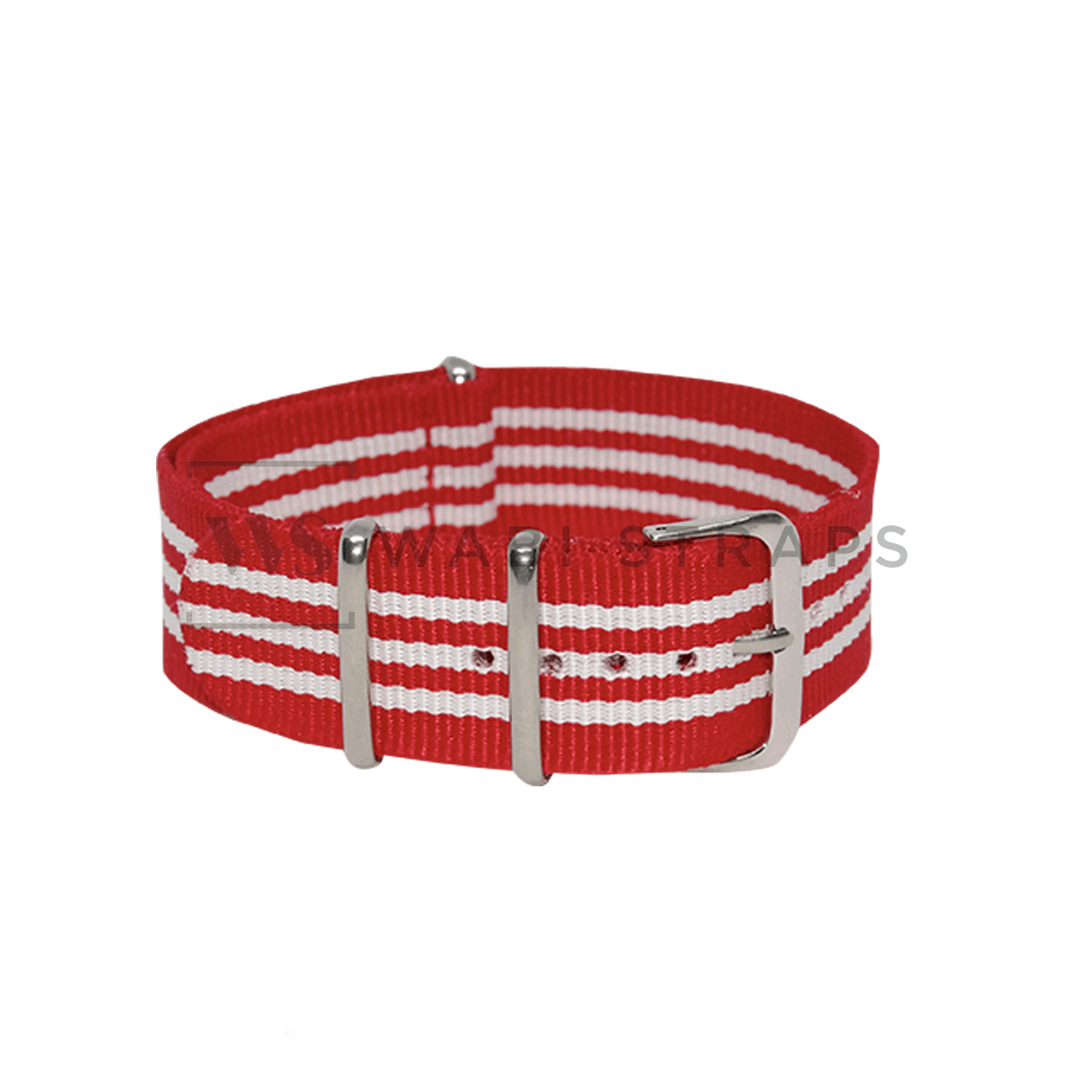 Red & White Striped Racing British Military Watch Strap - wabistraps