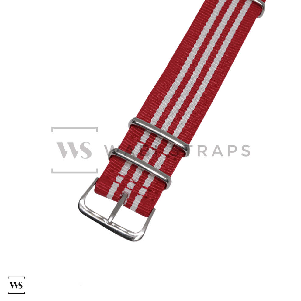 Red & White Striped Racing British Military Watch Strap – wabistraps