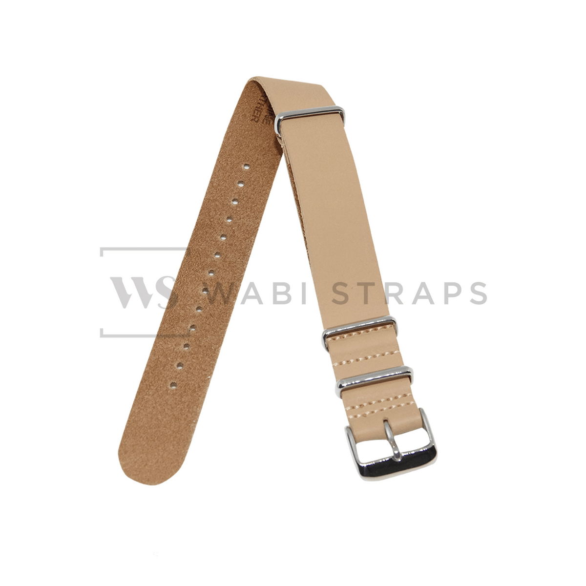 Beige Crazy Horse Leather One-Piece Watch Strap - wabistraps