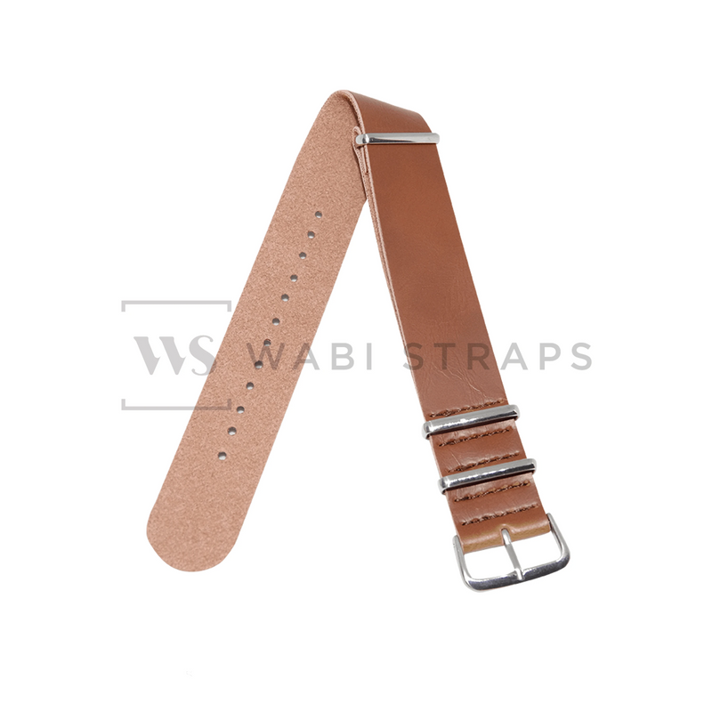 Tan Faux PU Leather One-Piece Watch Strap - wabistraps