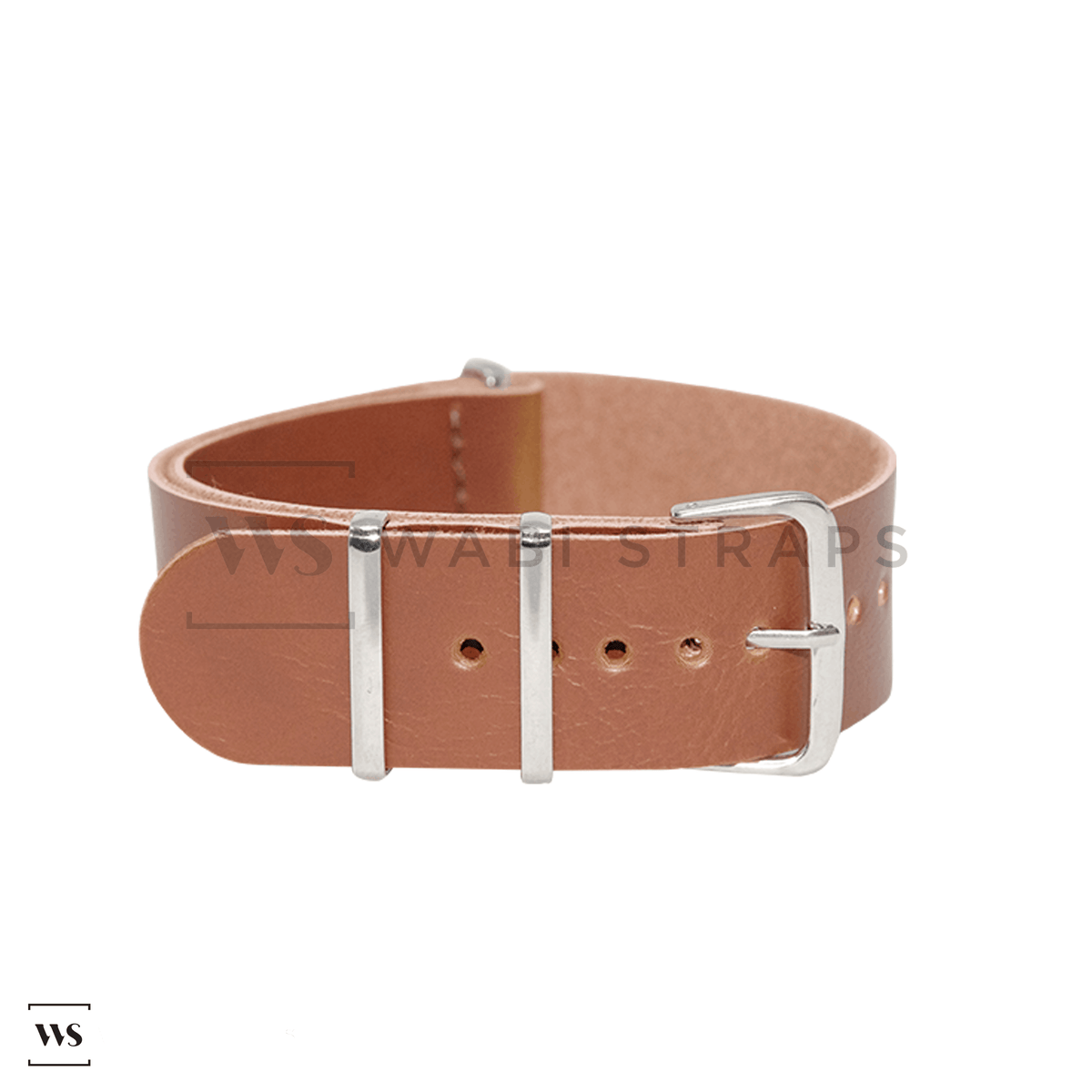 Tan Faux PU Leather One-Piece Watch Strap - wabistraps