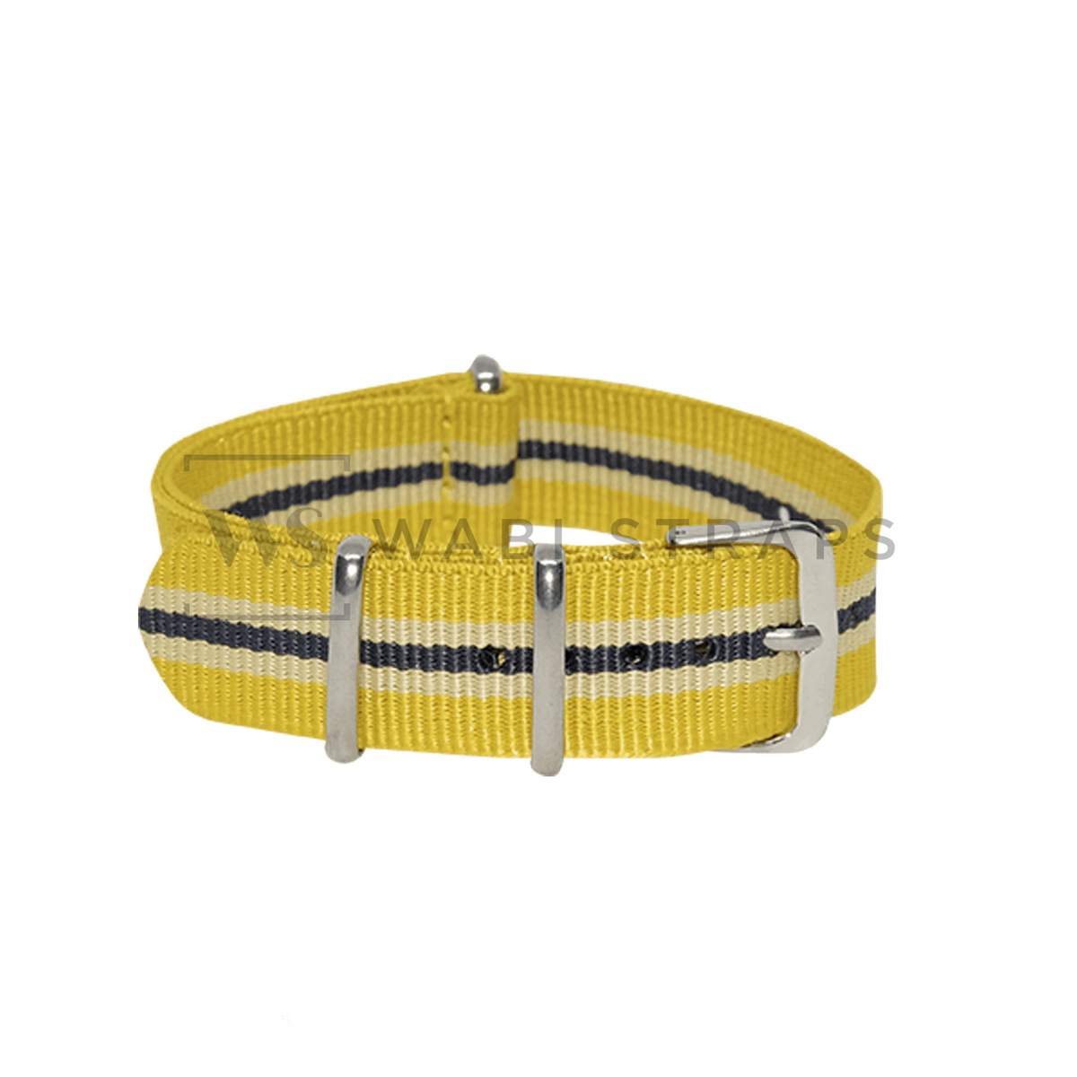Yellow, Ivory & Black Regimental British Military Watch Strap - wabistraps